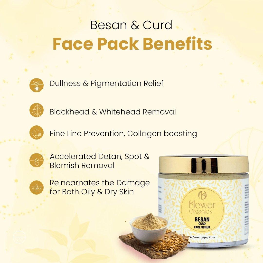 Besan & Curd Face Pack - 120 gm – Flower Organics