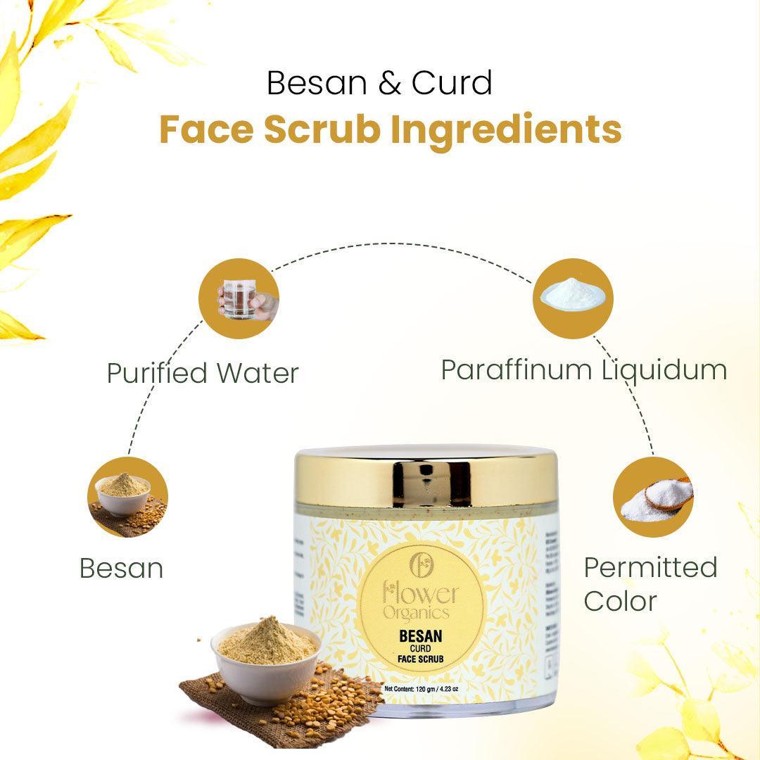 Besan & Curd Face Scrub - 120 gm – Flower Organics