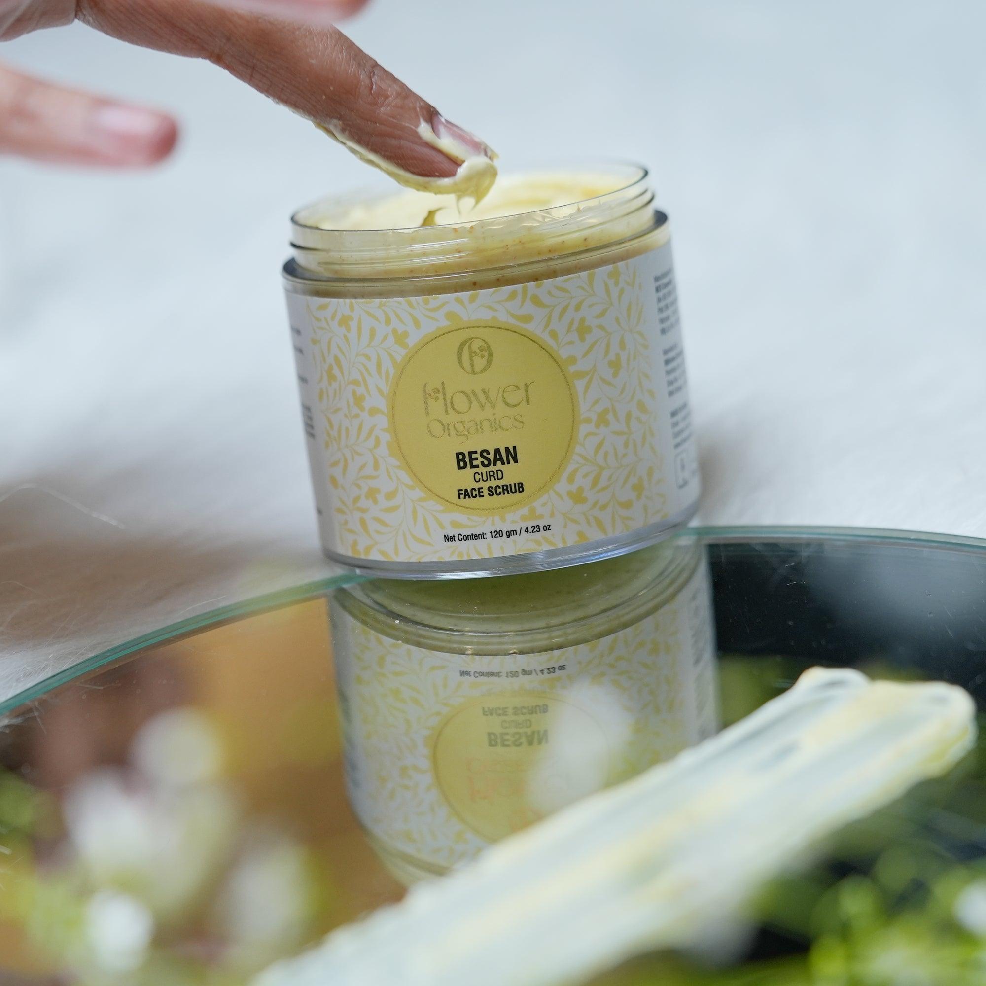 Besan & Curd Face Scrub - 120 gm – Flower Organics