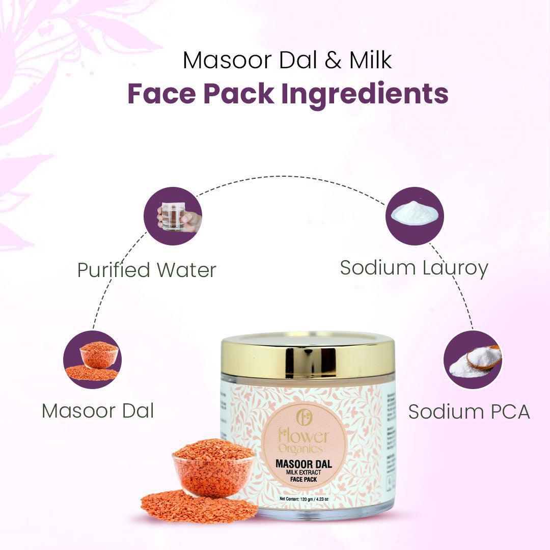Masoor Dal & Milk Face Pack - 120 gm – Flower Organics