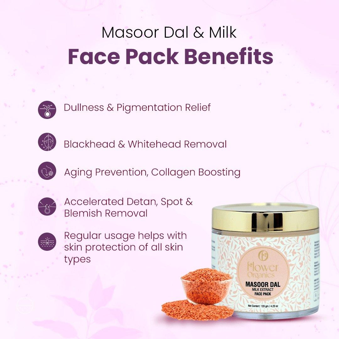 Masoor Dal & Milk Face Pack - 120 gm – Flower Organics